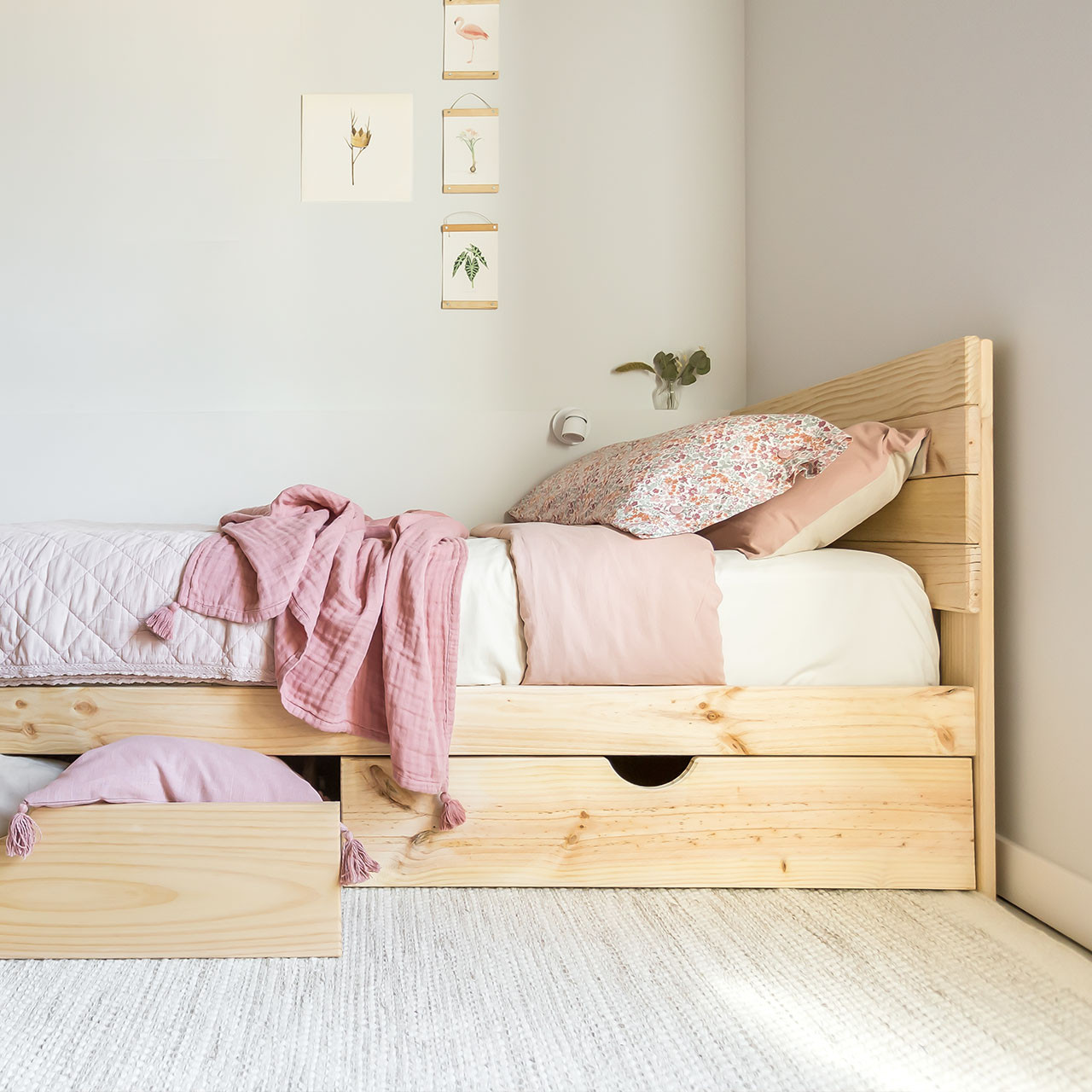 Tiroirs de rangement profondeur 90 cm en bois Finition Bois poli ...